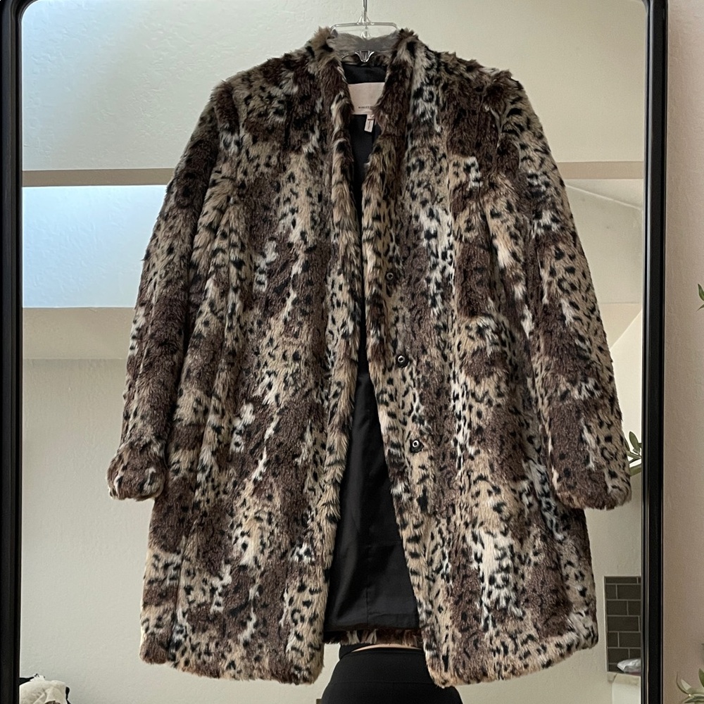 Rebecca Taylor Leopard Print Faux Fur Coat. Size 6! - Gem